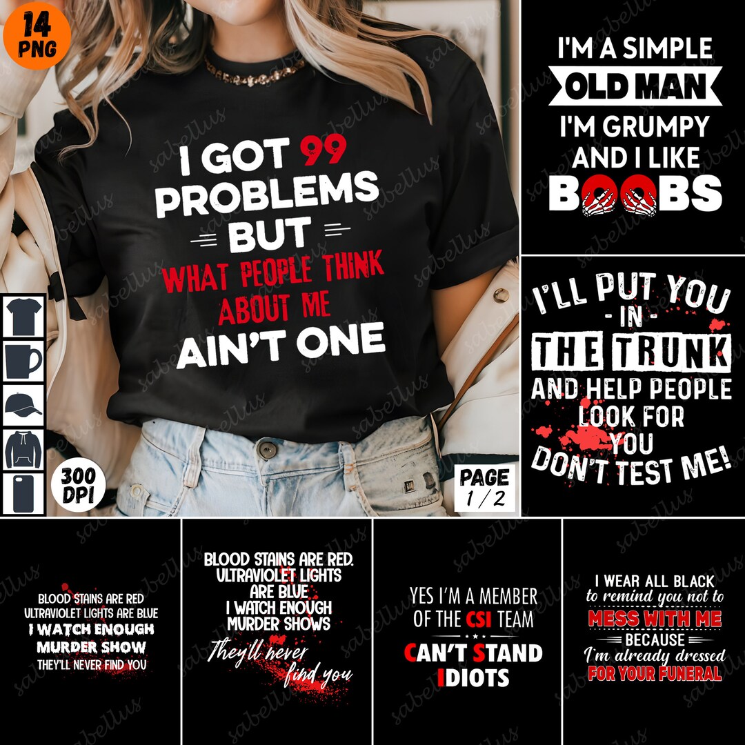 Funny Quotes PNG Bundle, Humorous Digital Art, Blood Stains Are Red ...