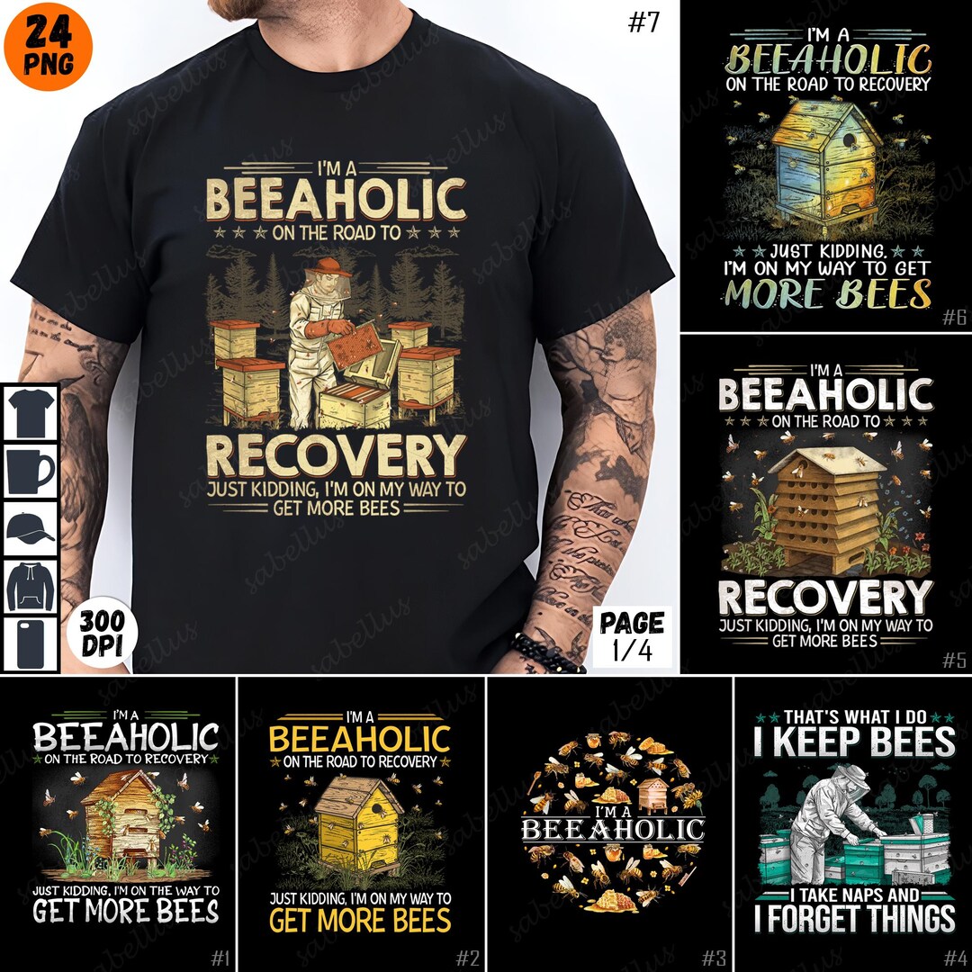 Beeaholic PNG Bundle, Bee Lover Sublimation Design, Beekeeper Clipart ...