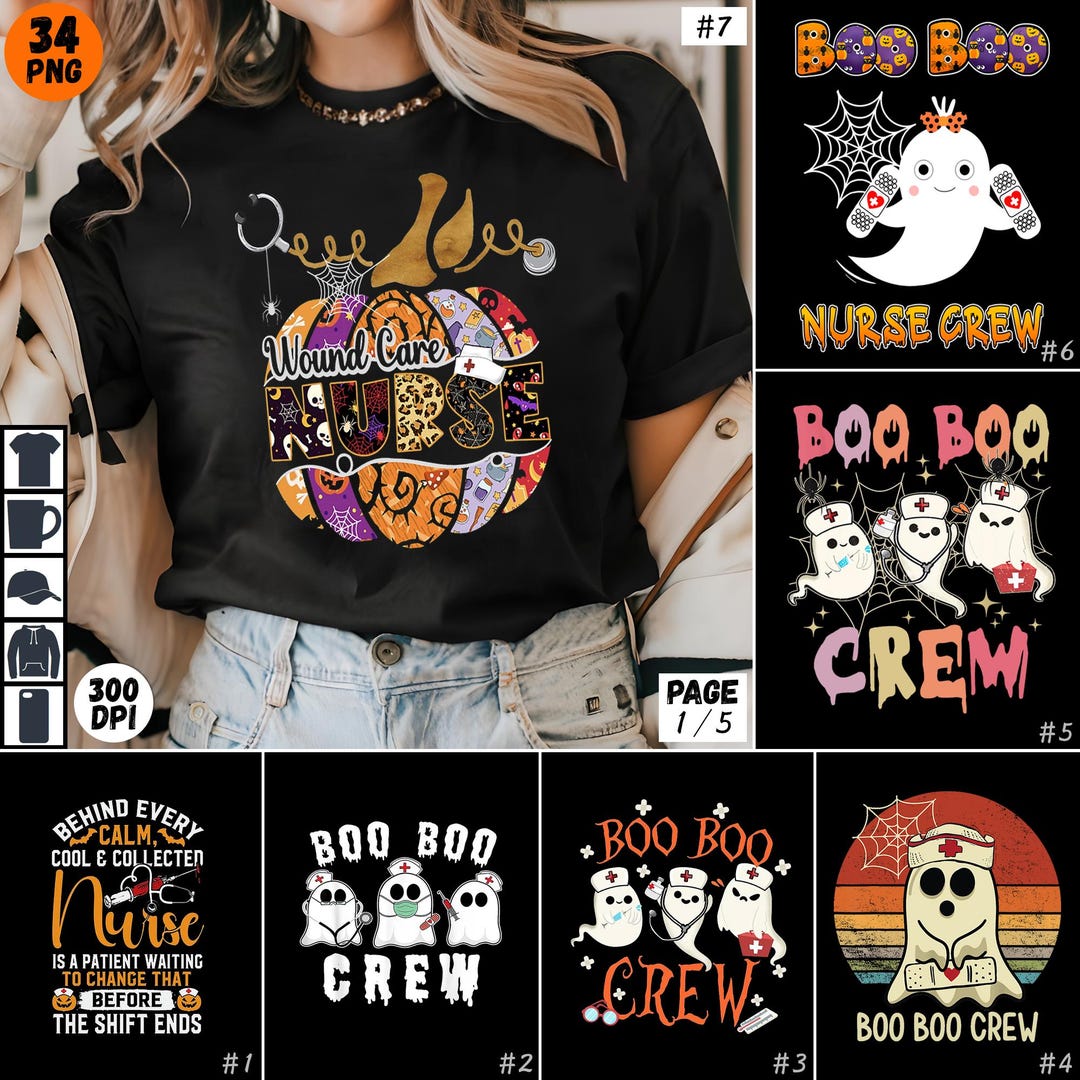 Halloween Nurse Costume PNG Bundle Boo Boo Crew Spooky ER Trick or ...