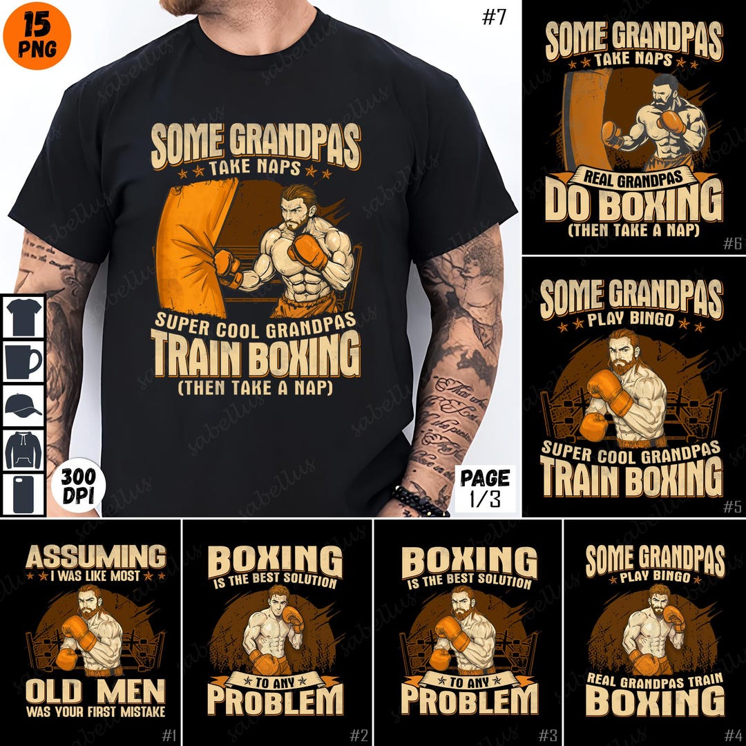 Boxing Grandpa PNG, Funny Quote Sublimation, Sports Art, Old Man Boxer ...