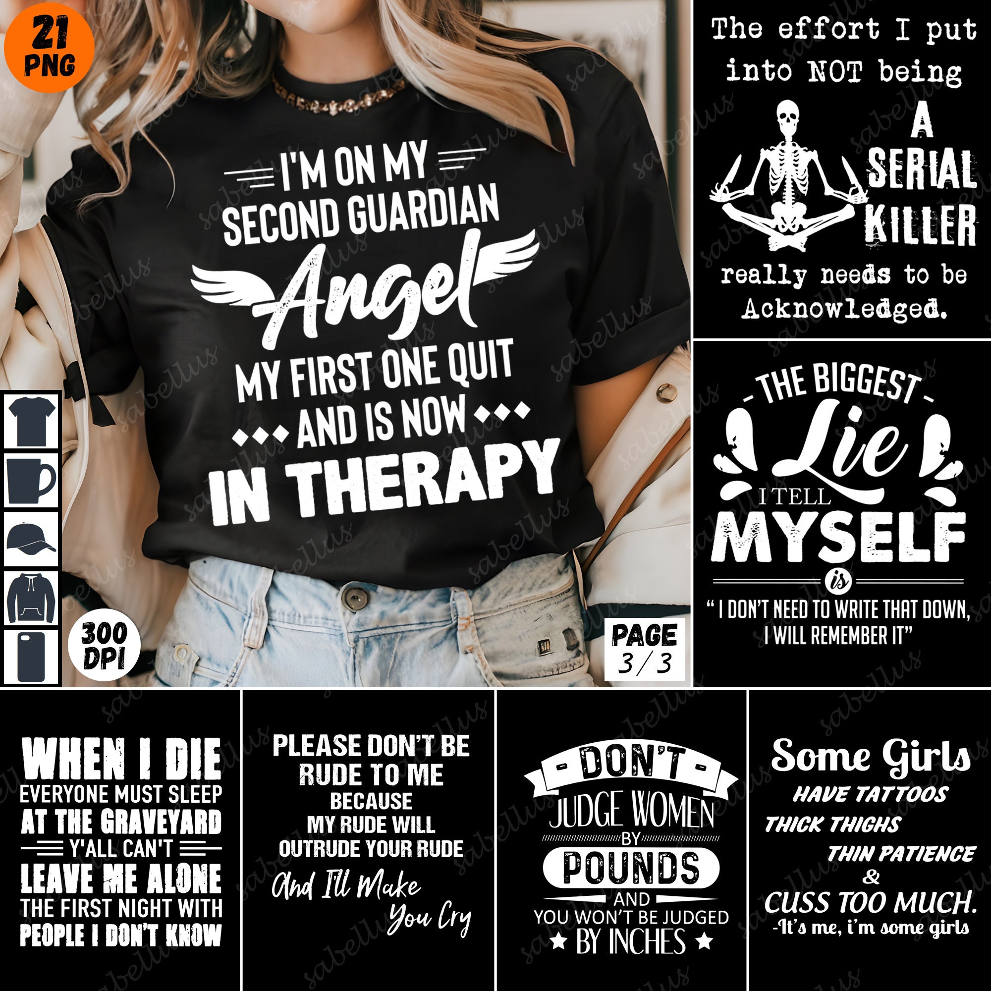 Sarcastic Quotes PNG Bundle, Funny T-shirt Sublimation Designs, Cranky ...