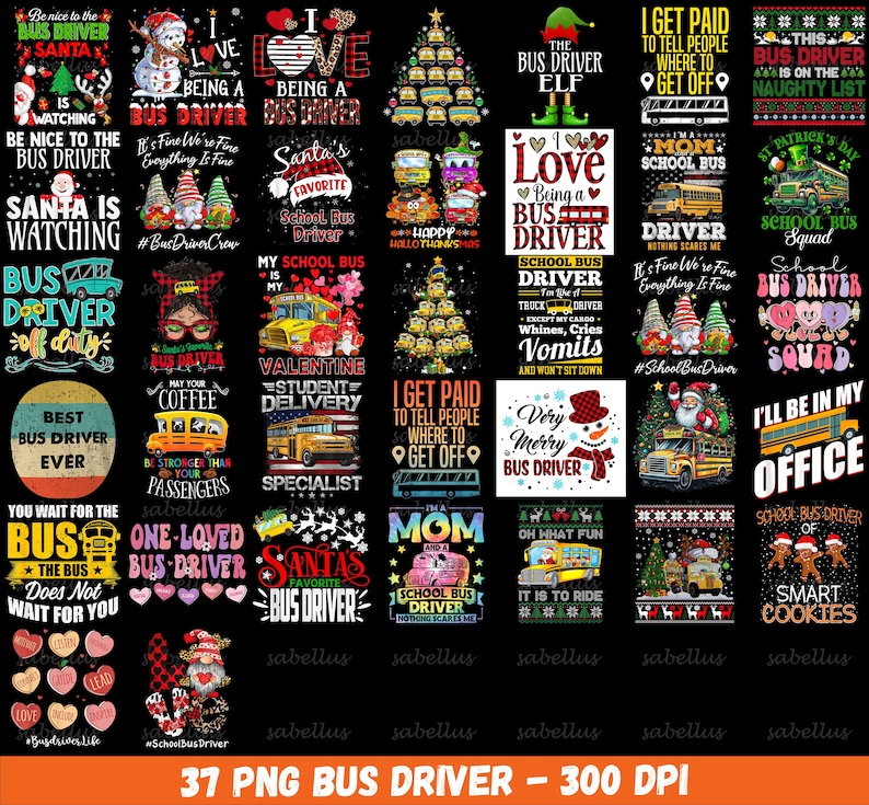 School Bus Driver Bundle of 37 PNG Print File for Sublimation Print ...