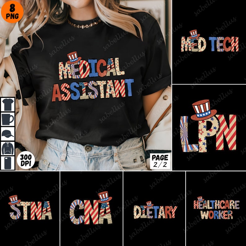 8 PNG Bundle 4th of July Nurse Png Sublimation, 4th of July Png ...