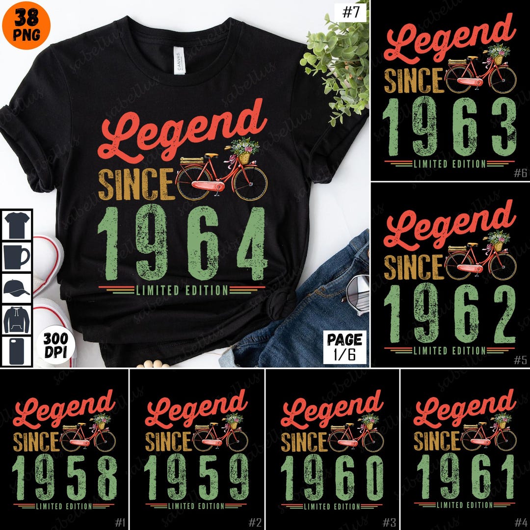Legend Since 1964 PNG, Vintage Bicycle Sublimation Design, Retro ...