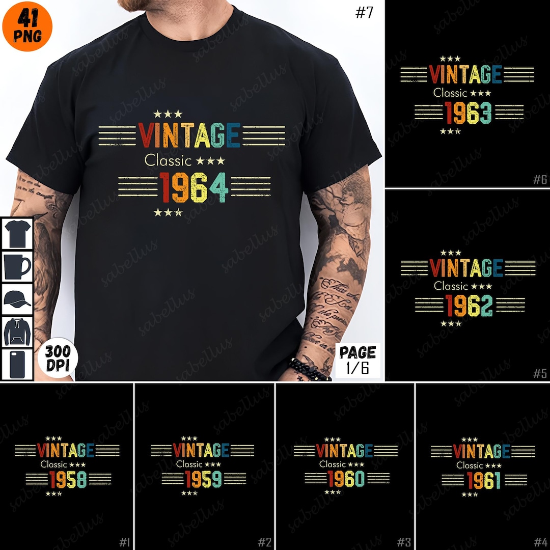 Vintage 1964 Classic PNG Bundle, Retro 1964 Sublimation Design, 1964 ...