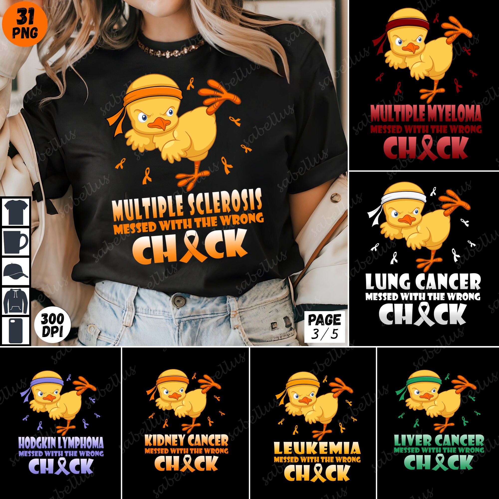 Cancer Autism PNG Bundle, Messed With the Wrong Chick Shirt Sublimation ...