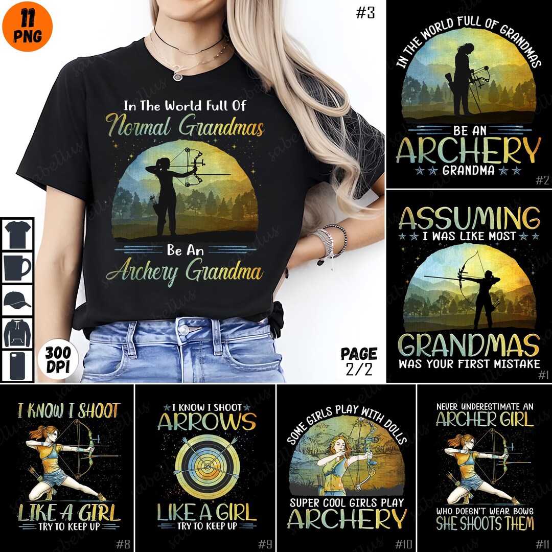 Archery Girl Design, Grandma Archery PNG, Arrow Shooting Art, Archery ...