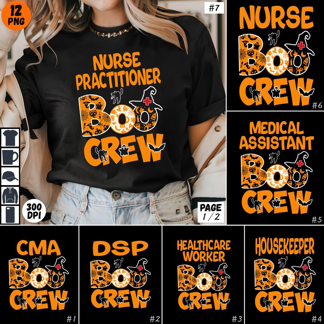 Nurse Boo Crew PNG Bundle, Healthcare Medical Halloween Shirt Design ...