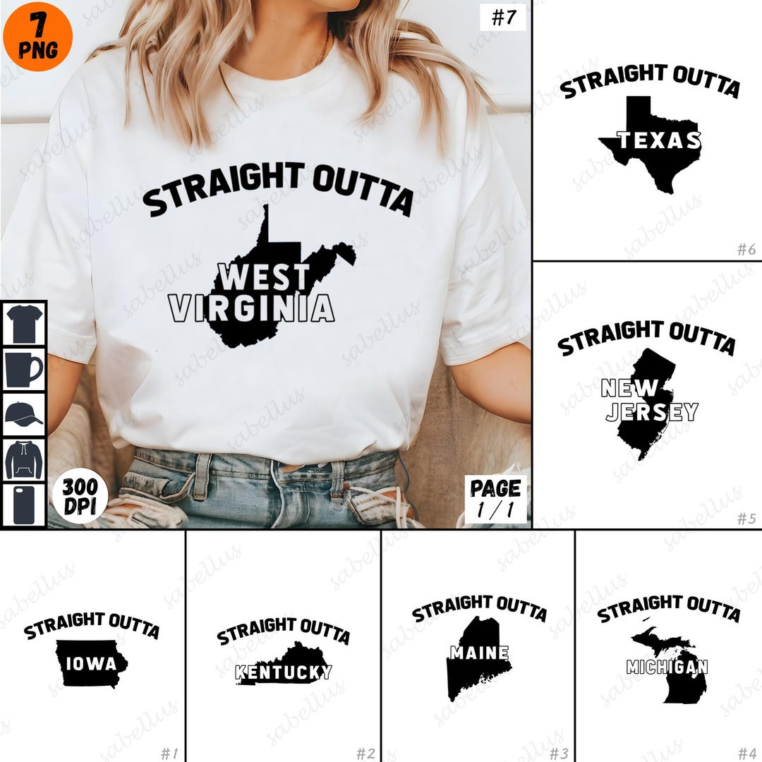 State Pride PNG Bundle, State Sublimation Design, Straight Outta State ...