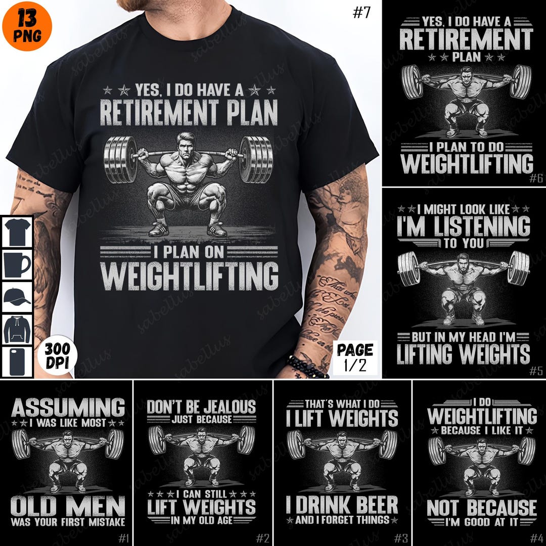 Retirement Weightlifting PNG, Fitness Humor Bundle, Gym Quote Graphics ...
