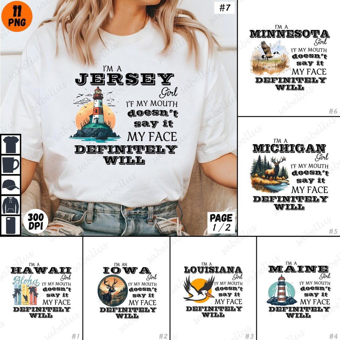 State Face PNG Bundle, State Girl Quote, Sassy State Designs ...