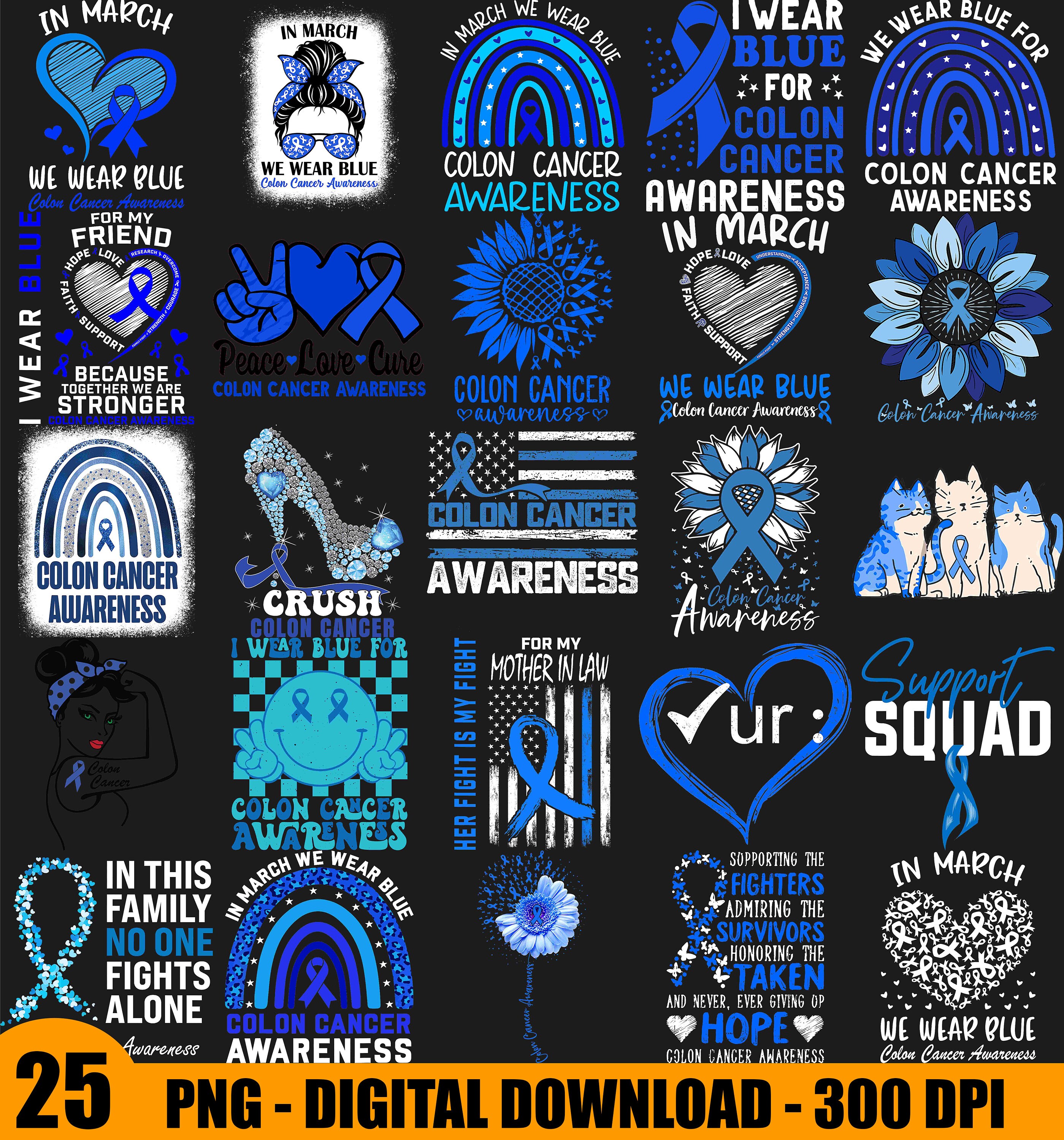 Colon Cancer Png Bundle Cancer Awareness Ribbon Stronger Than Storm ...