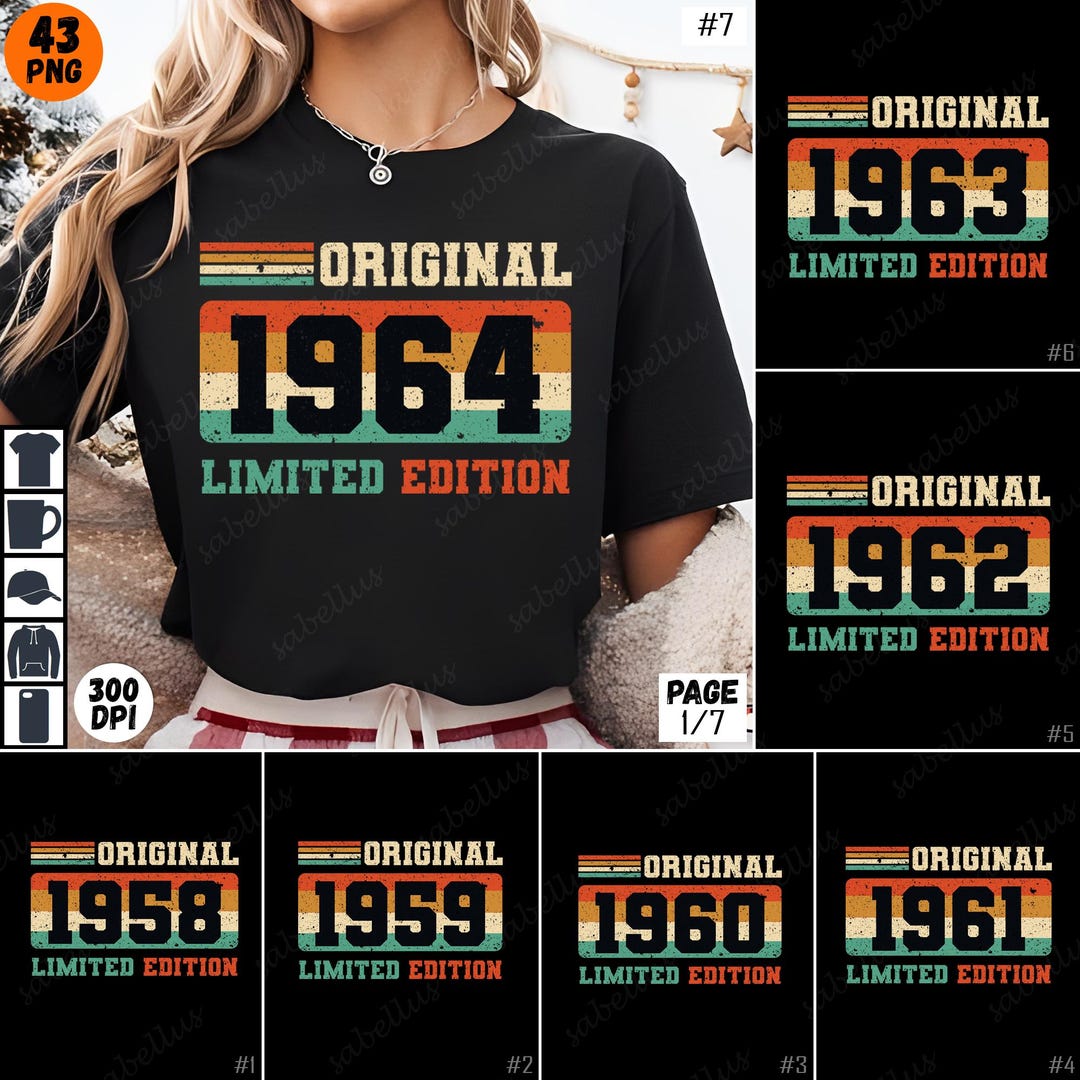Retro 1960s-1990s PNG, Vintage Birthday Graphics, 1964 Sublimation ...
