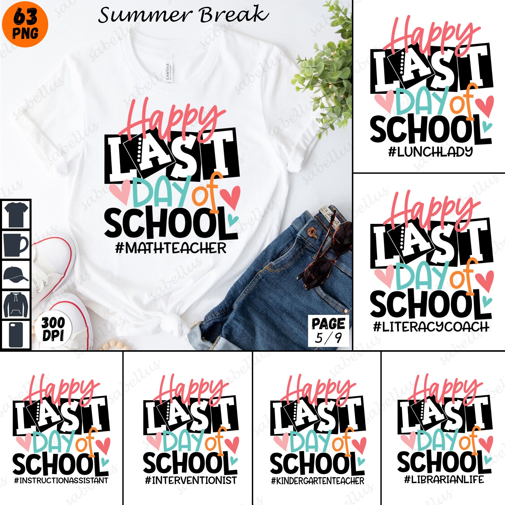 Happy Last Day of School Png Bundle, Summer Break Png, Teacher Shirt ...