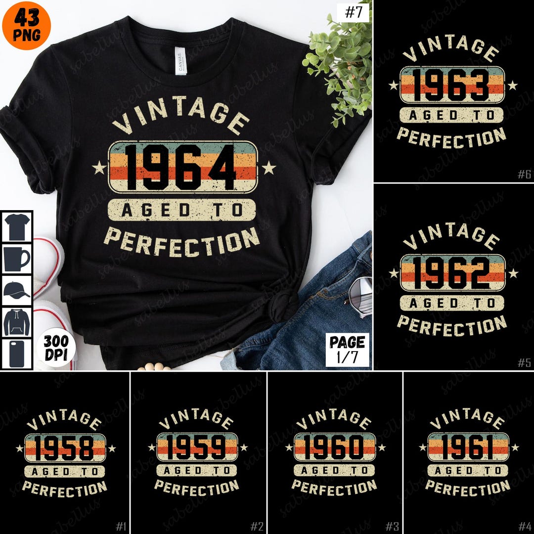 Vintage 1971 PNG, Aged to Perfection Sublimation, Retro Birthday Design ...