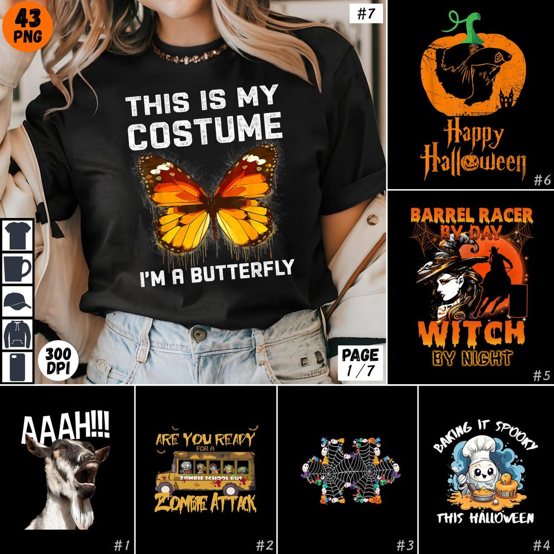 Halloween Goat Costume PNG Bundle, Autism Awareness, Betta Fish Shirt ...