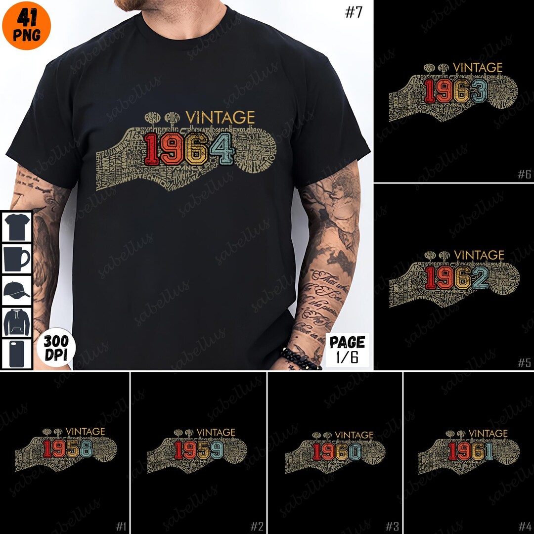 Vintage Guitar PNG, Retro Music Design, 1958 Style Graphics, Digital ...