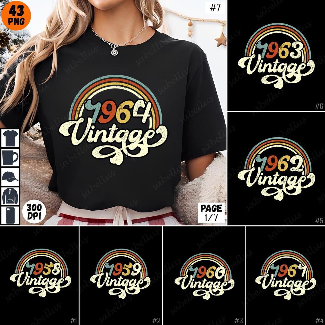 Vintage Sublimation PNG, Retro 1960s-1990s Clipart, Printable Art ...