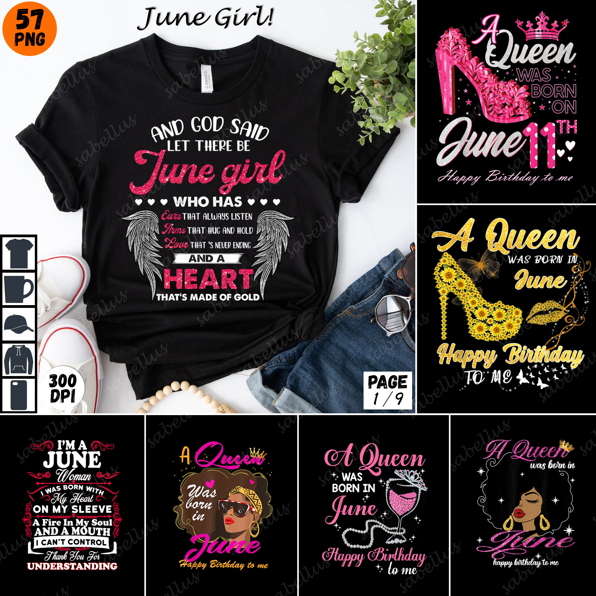 57 PNG This Queen Was Born in June Bundle, June Birthday Queen Png ...