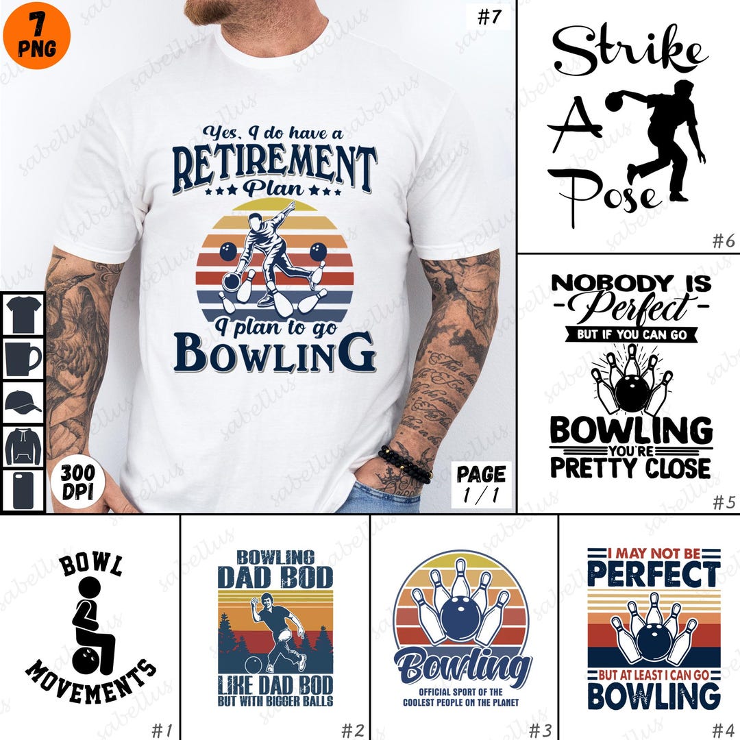 Bowling Dad Bod PNG Bundle, Bowling Retirement PNG, Bowling Strike A ...