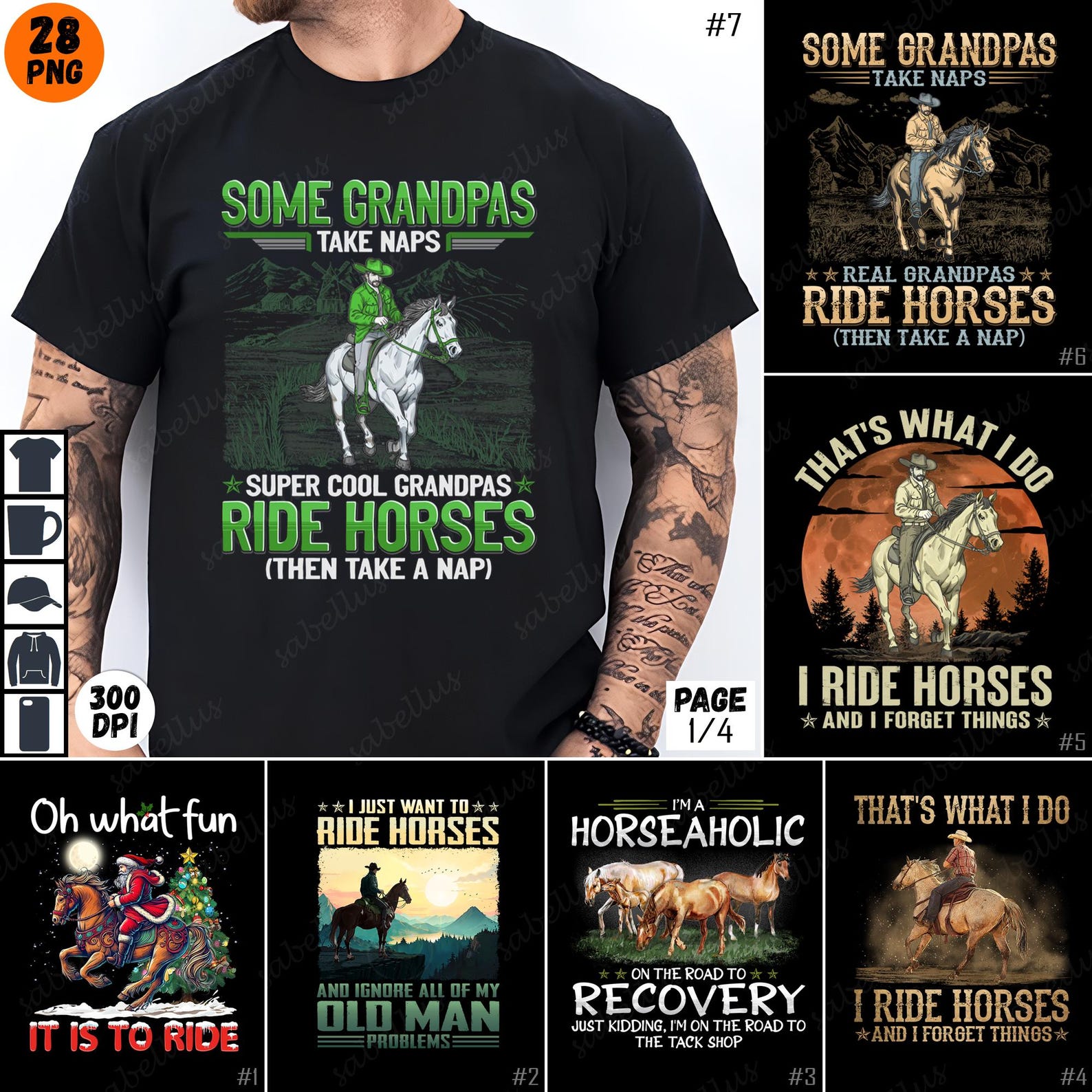 Grandpa Horse Riding PNG, Horse Riding Sublimation Design, Funny ...