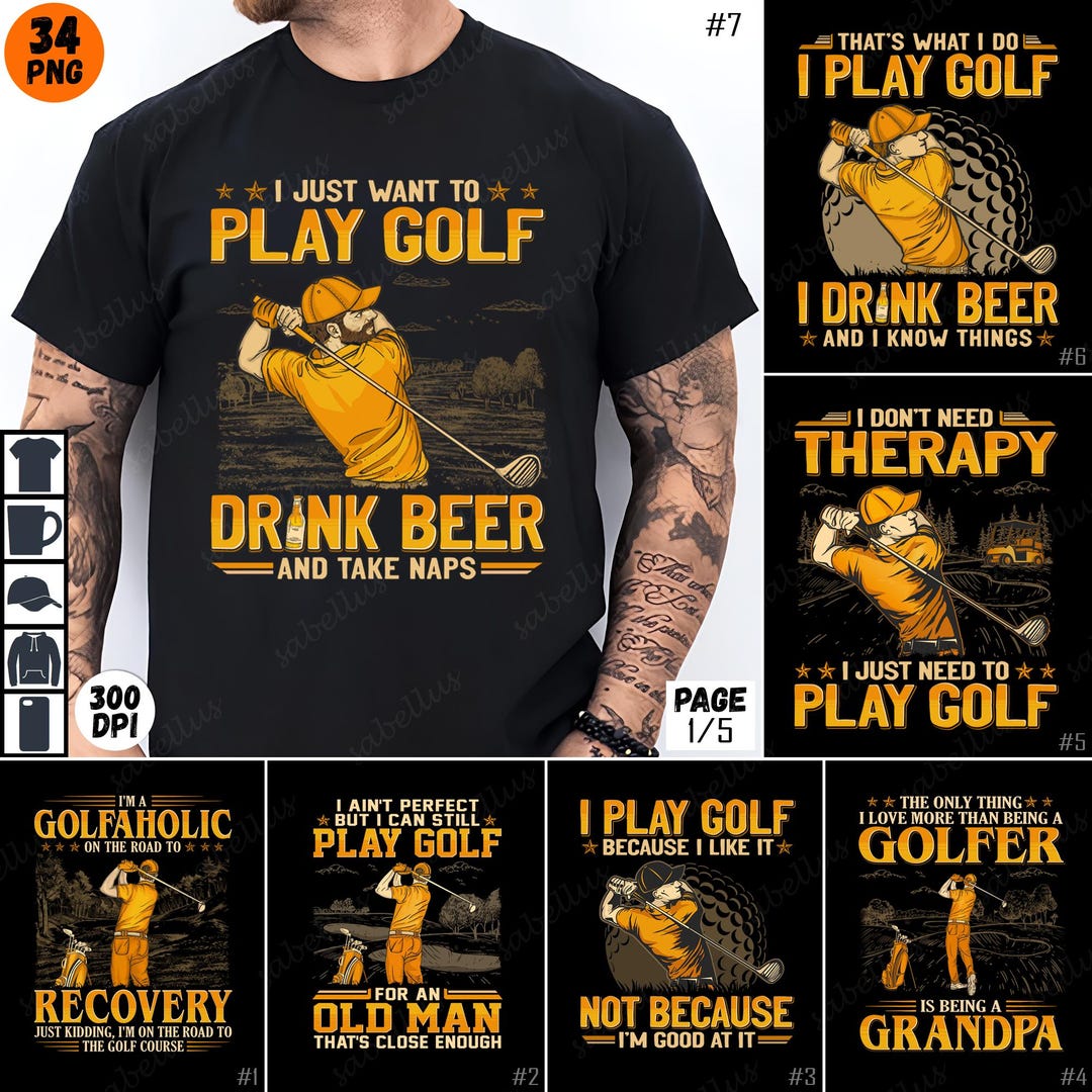 Golf PNG Sublimation Design, Golf Shirt Graphics, Golf Quotes Bundle ...