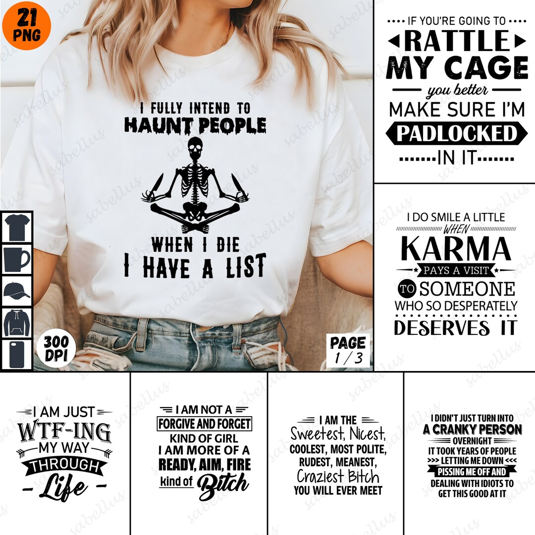 Funny Quotes PNG Bundle, Humorous Digital Art, Wtf-ing Through Life ...