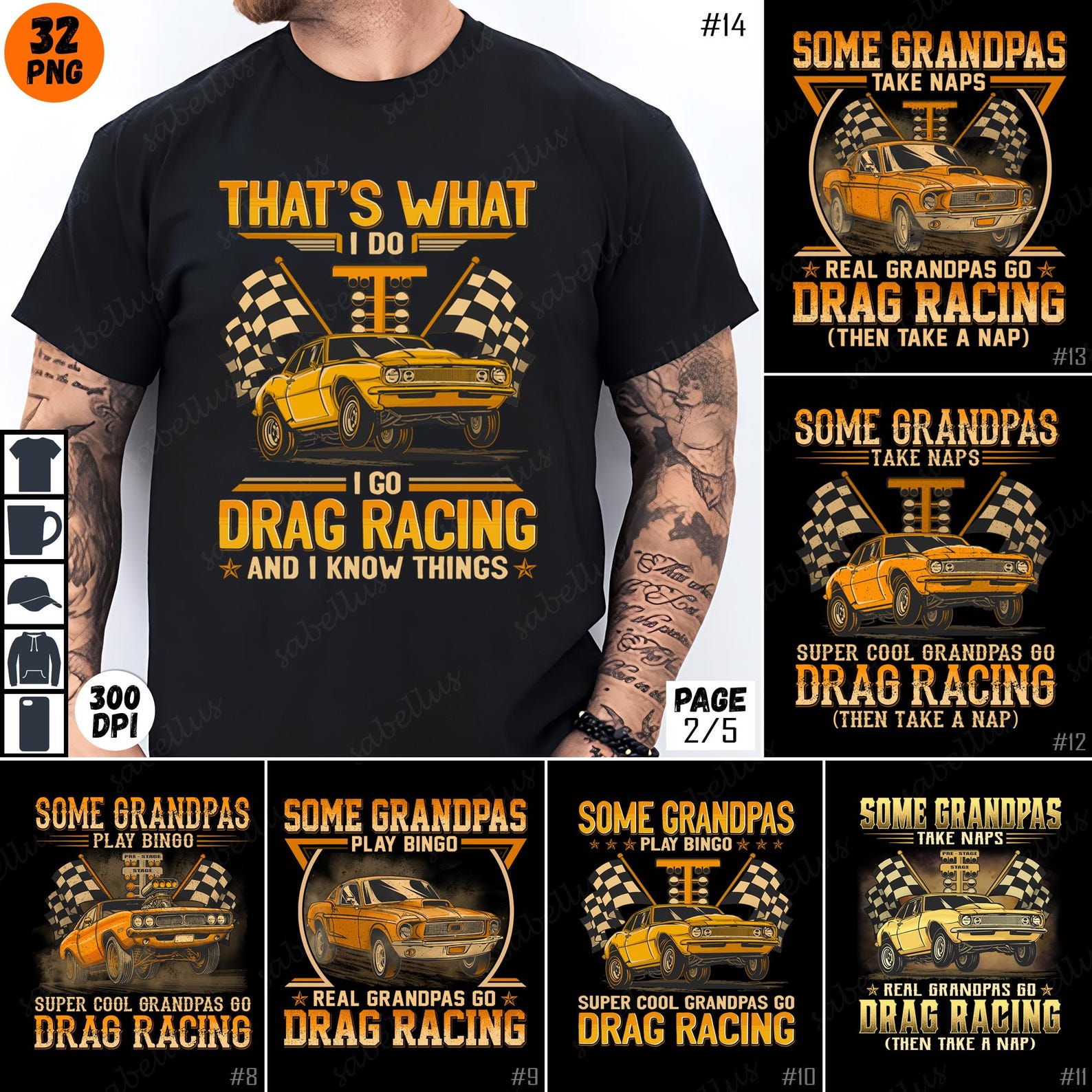 Drag Racing PNG Bundle, Grandpa Racing Sublimation, Car Racing Clipart ...