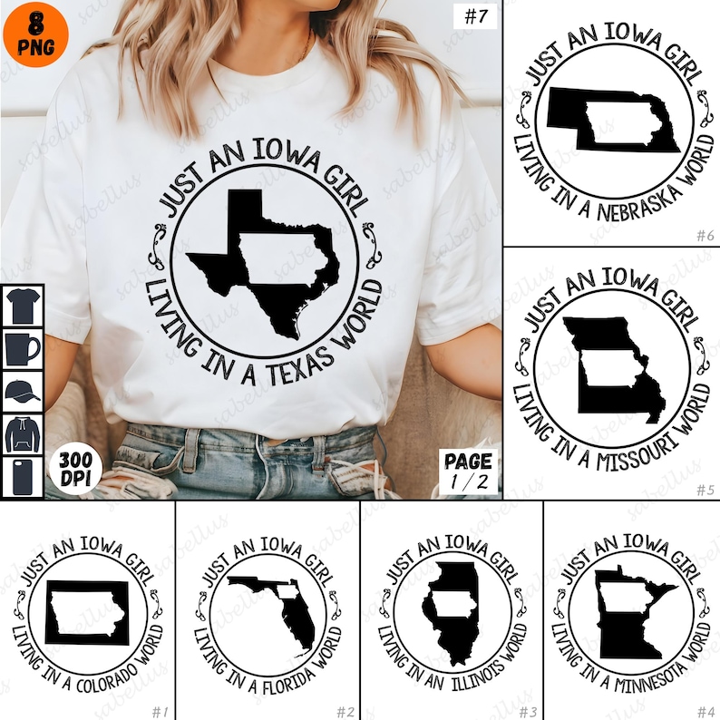 Iowa Girl Sublimation, State Pride PNG Bundle, Texas Living Quotes ...