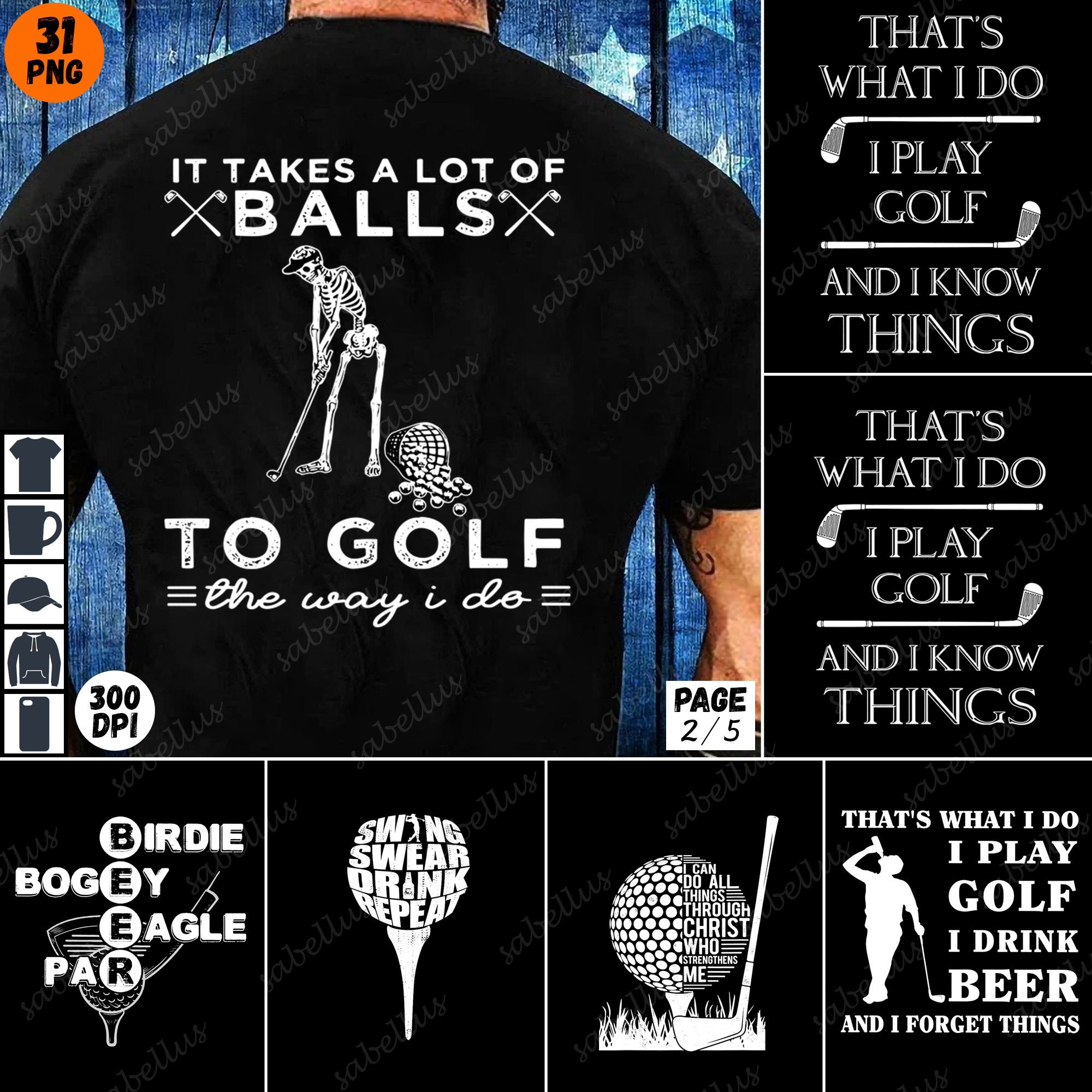 Golf Gift PNG Bundle, Funny Golf Shirt, Beer Golf, Back Nines, Golf ...