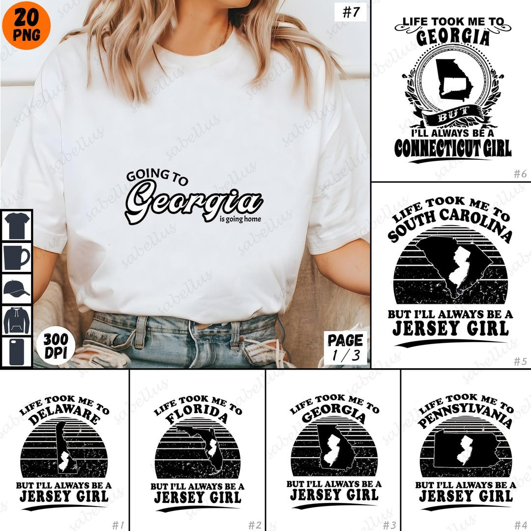Georgia Sublimation Design PNG Bundle, Jersey Girl Sublimation, State ...