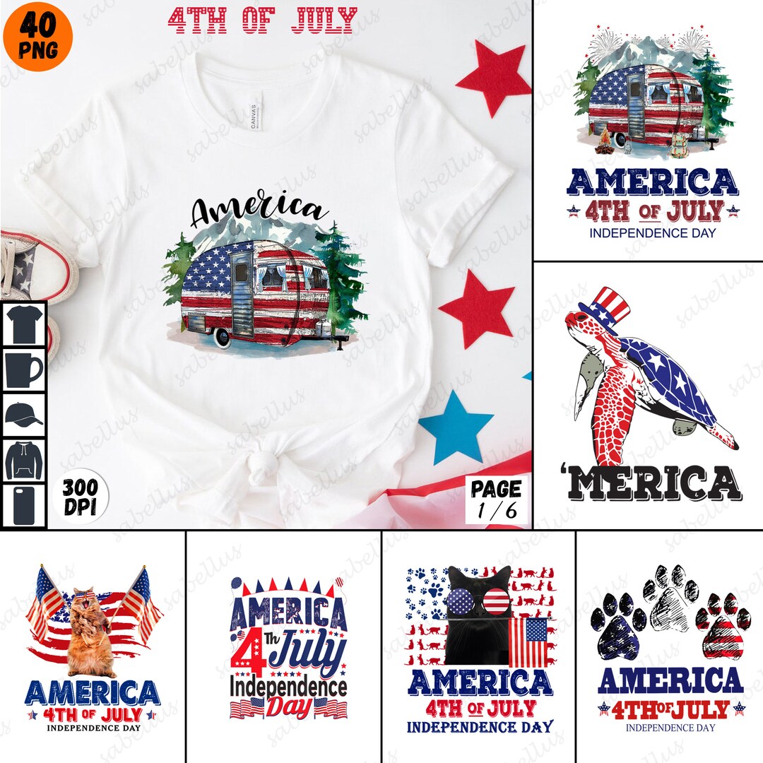 40 PNG Bundle Happy Independence Day, America Turtle, Camping, God ...