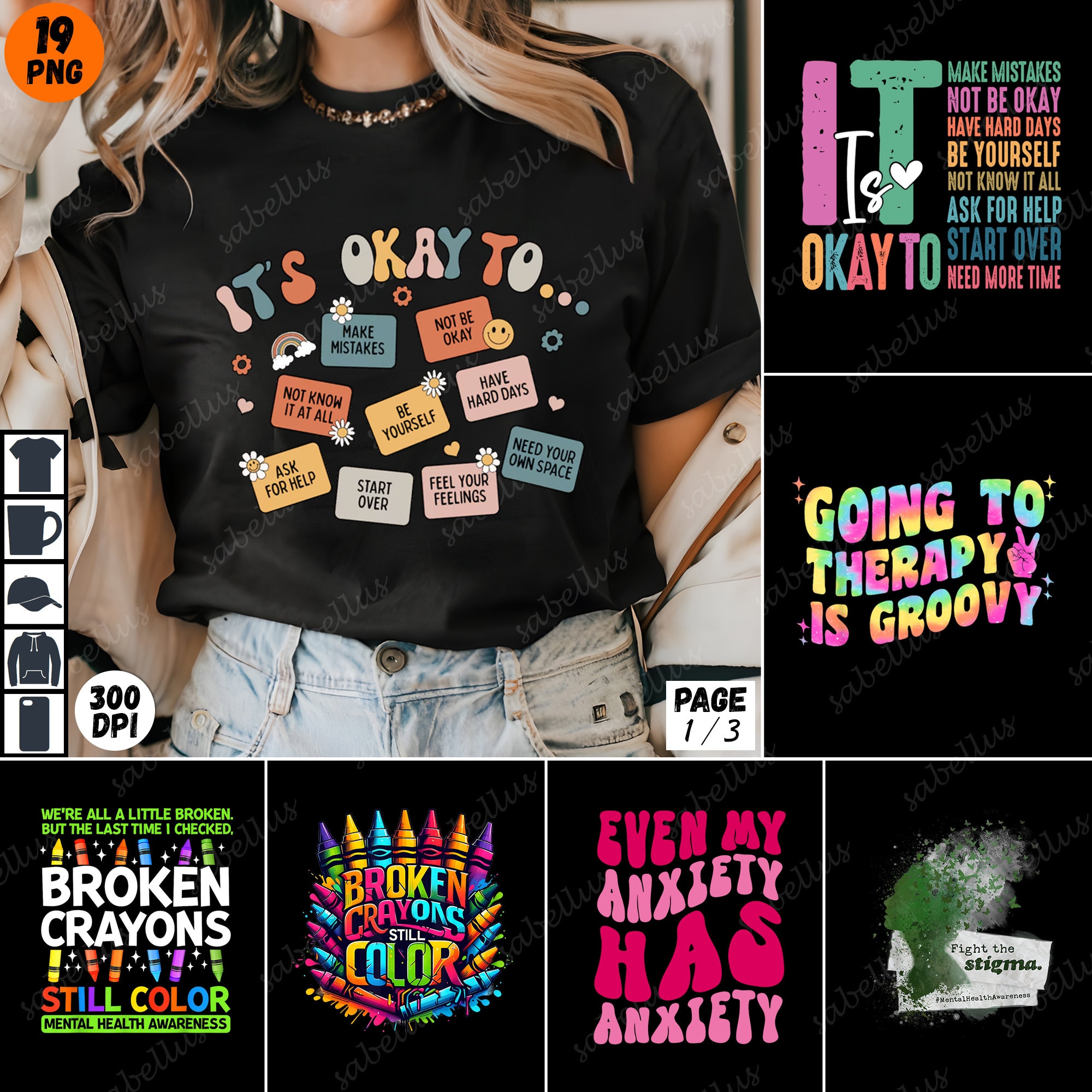Mental Health Awareness PNG Bundle, Broken Crayons Still Color, Fight ...