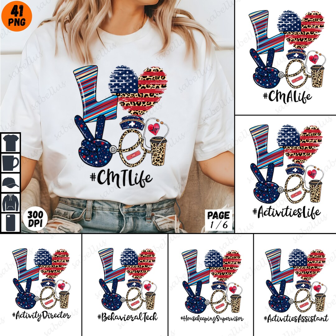 Activity Director Love American Flag Heart PNG Bundle, Behavioral Tech ...