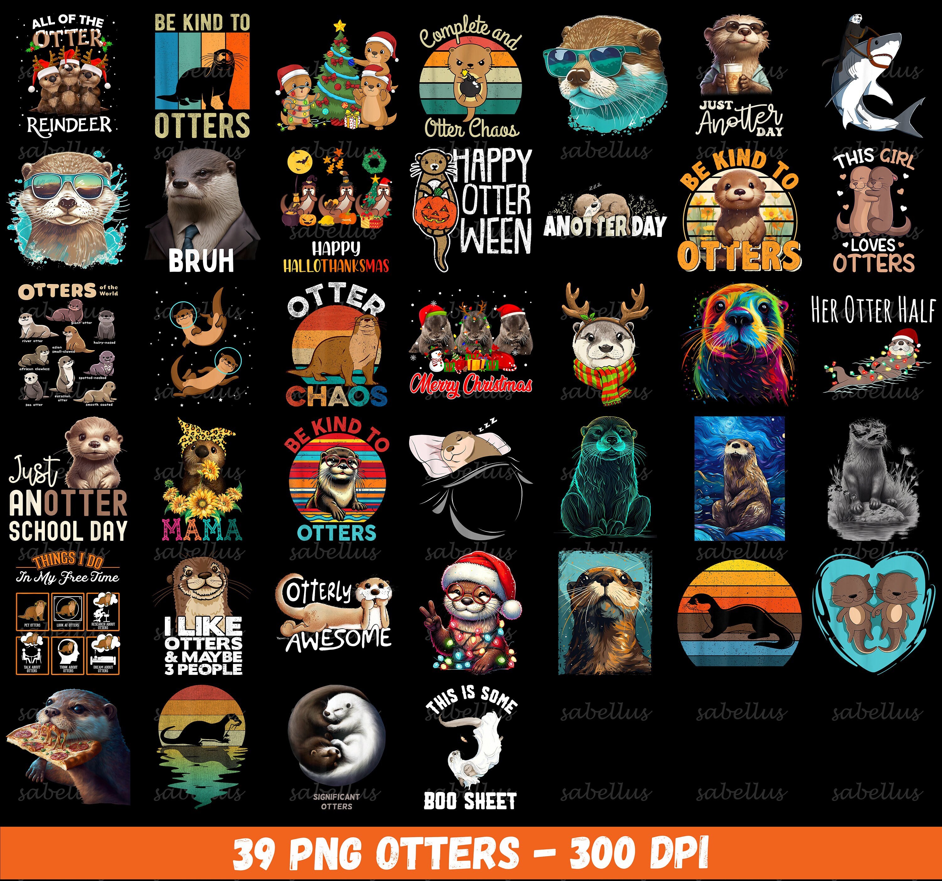 Otter Png Bundle Sublimation, Cute Otter Png Bundle, Baby Sea Otters ...