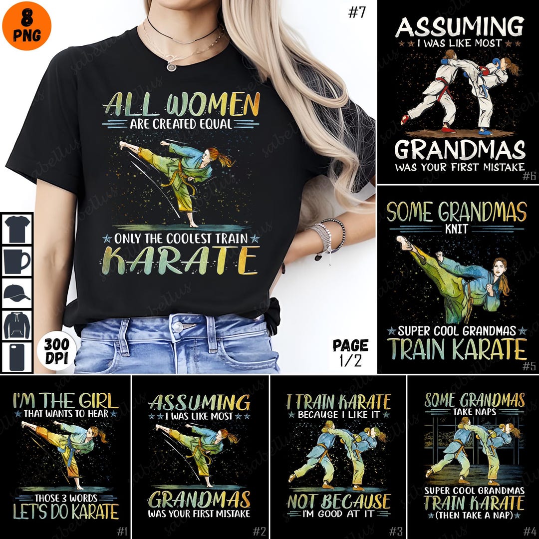 Karate Sublimation Designs, Grandma Karate PNG Bundle, Martial Arts ...