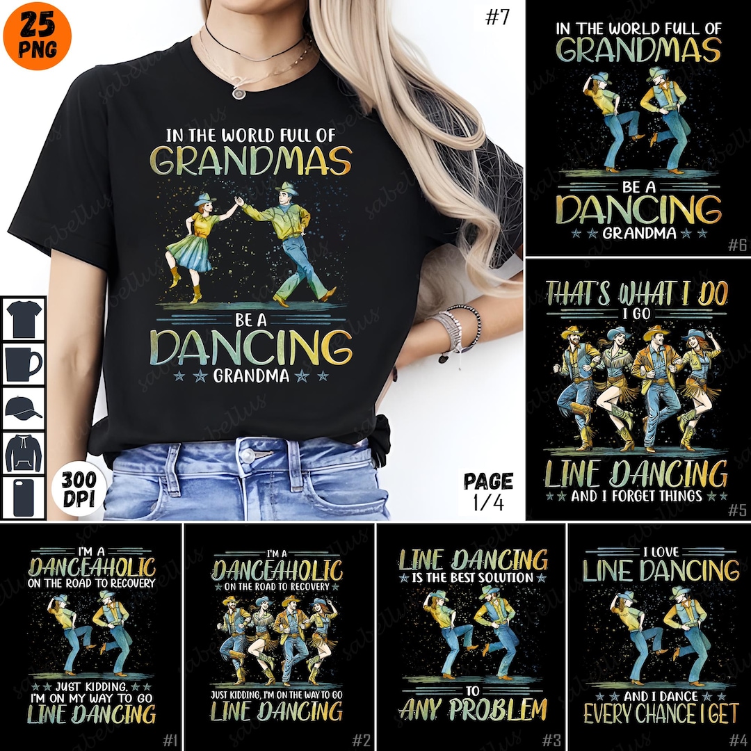Line Dancing Grandma T-shirt, Country Western Dance PNG, Cowboy Boots ...