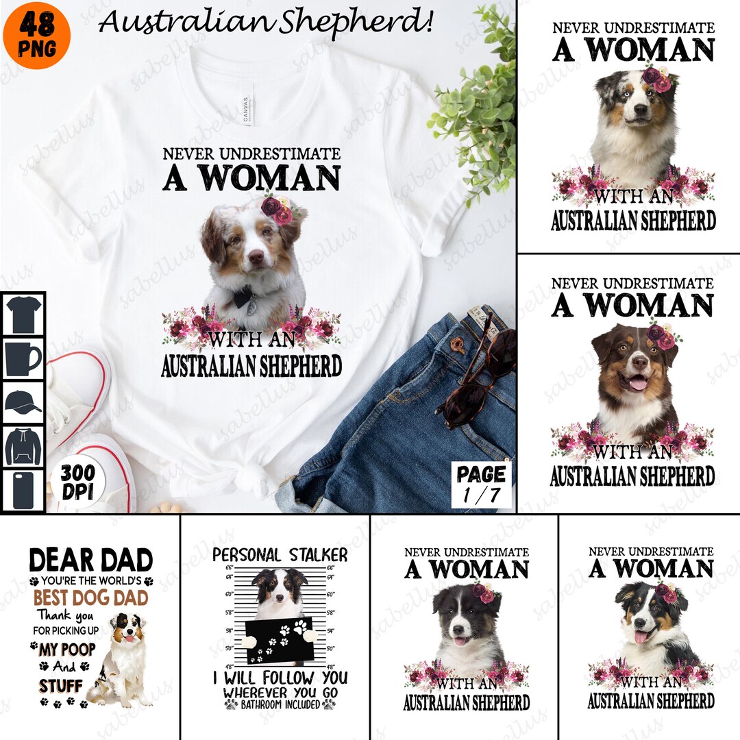 48 PNG Bundle Australian Shepherd, Flower Headband, God Knew Shepherd ...