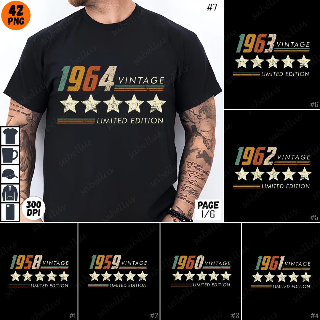Vintage 1986 PNG Bundle, Retro 1980s Sublimation Design, 1986 Birthday ...
