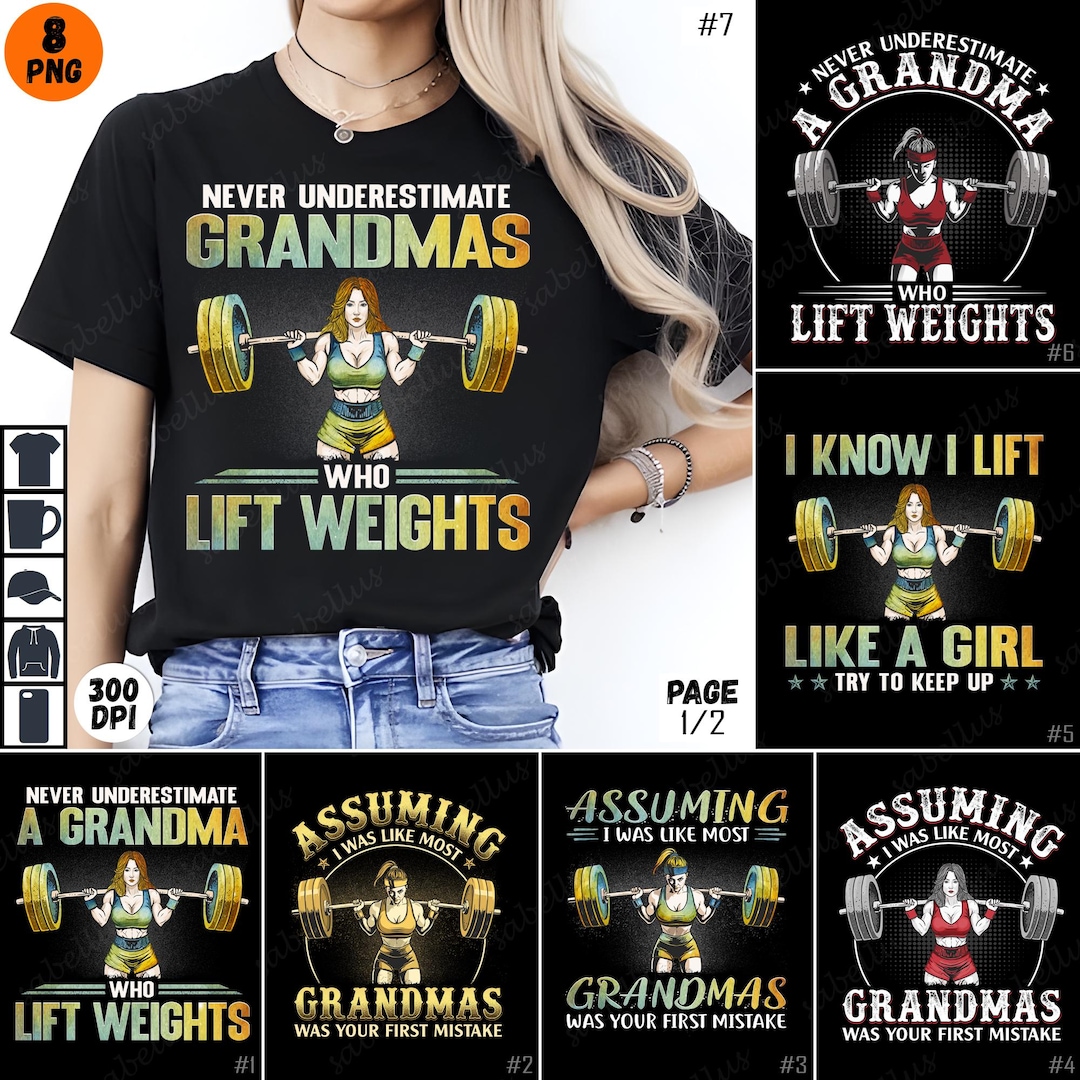 Grandma Weightlifting PNG, Lifting Grandma Bundle, Female Fitness ...
