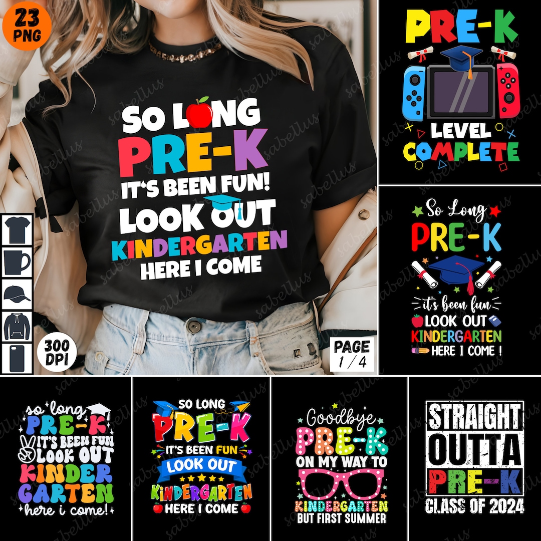 Pre-k Graduation Tees PNG Bundle, Preschool Grad Shirt Designs, Cute ...