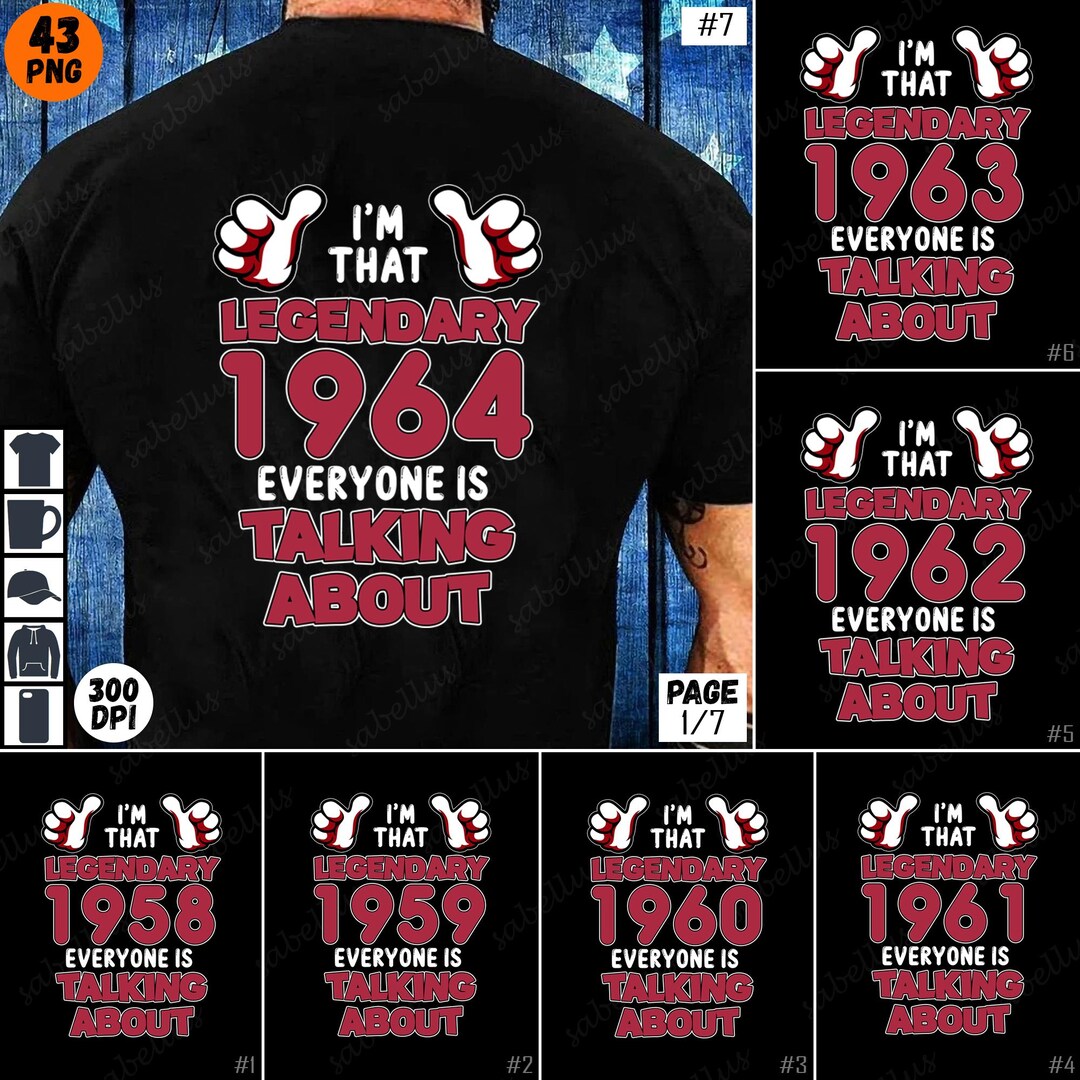 Legendary Birth Year PNG Bundle, 1964 Sublimation Design, Vintage ...