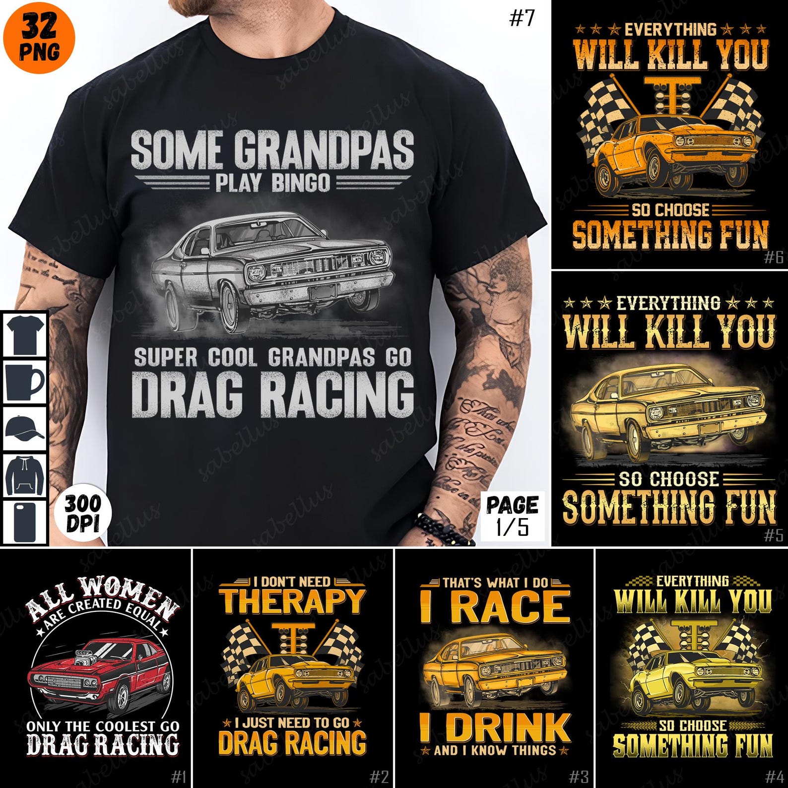 Drag Racing PNG Bundle, Grandpa Racing Sublimation, Car Racing Clipart ...