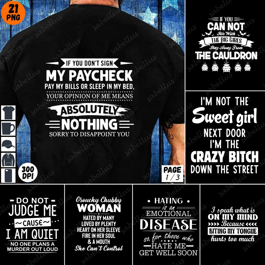 Sarcasm and Humor PNG Bundle, Funny Quotes and Sayings, Grouchy Woman ...