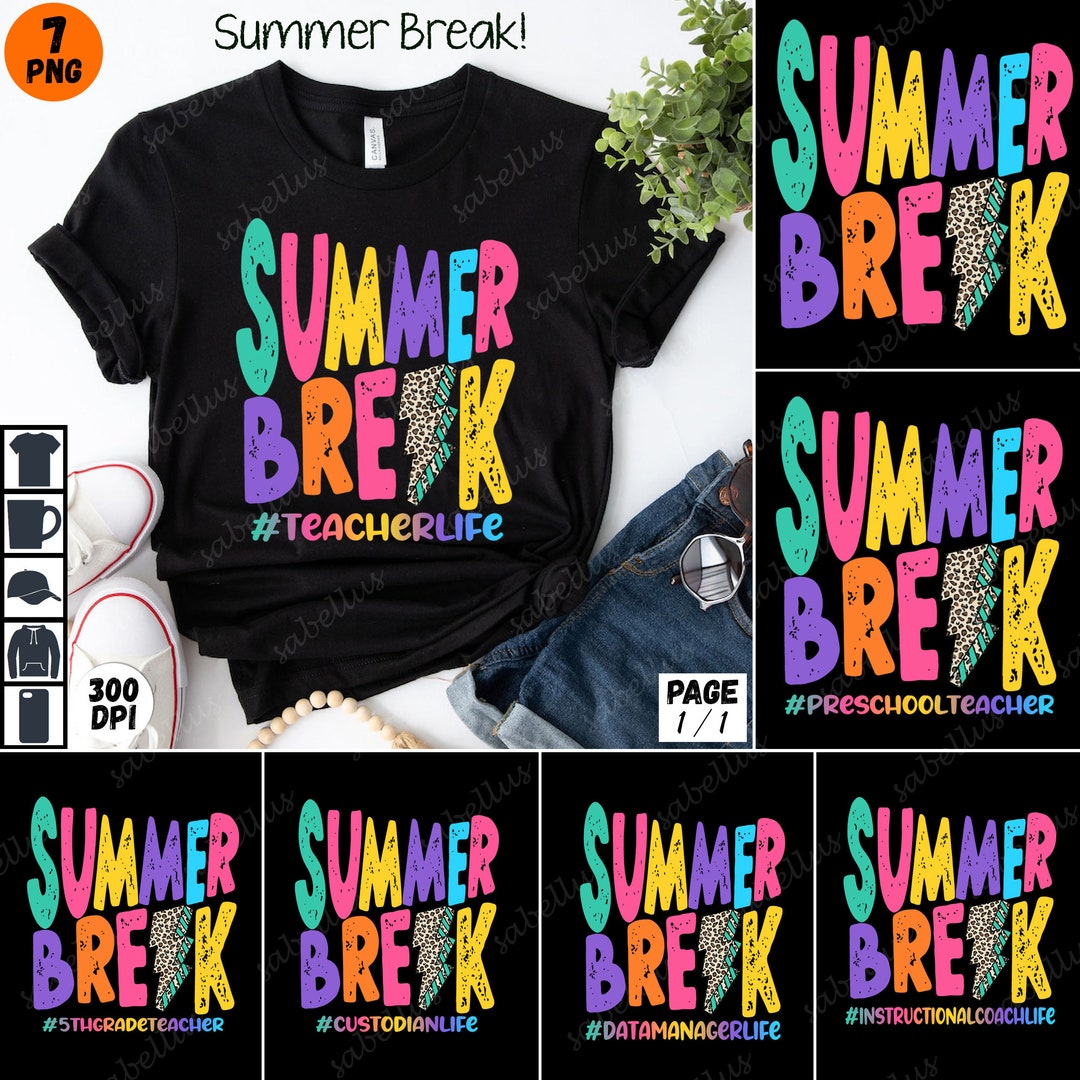 5th Grade Teacher Summer Break PNG Bundle, Custodian Data Manager ...