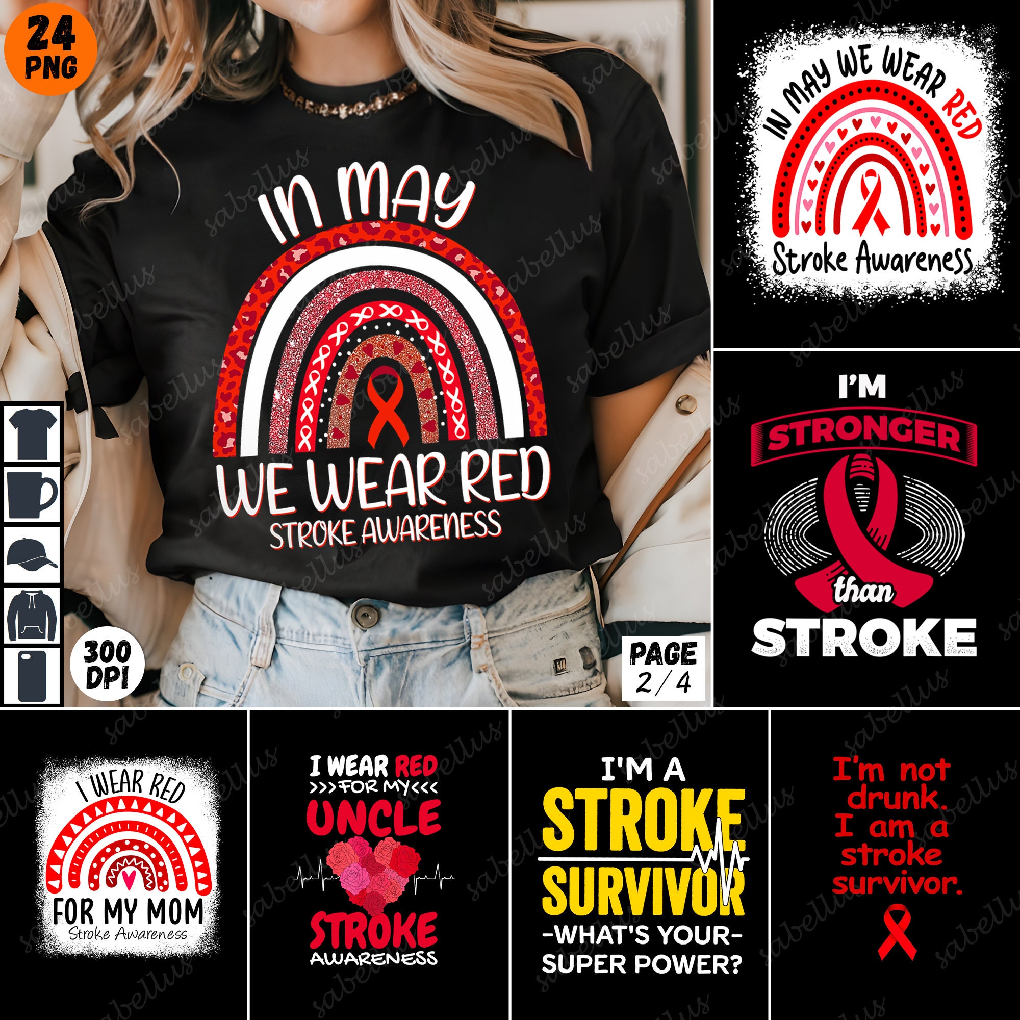 Stroke Awareness PNG Bundle Stroke Survivor Red for Mom Life Can Change ...