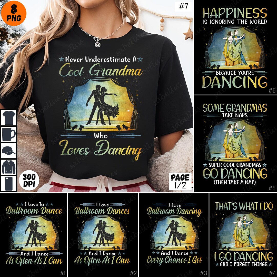 Cool Grandma Dancing PNG Bundle, Grandma Loves Dancing Sublimation ...