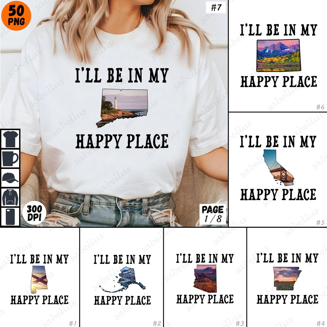 Happy Place State PNG, State Pride Sublimation, Digital Download, State ...