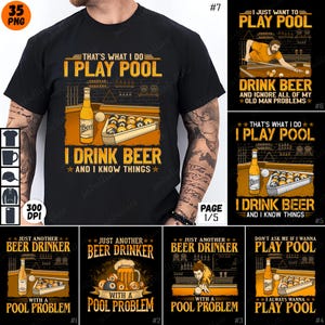 Pool Beer Bundle, Play Pool PNG, Funny Billiards Shirt Design, Drink ...