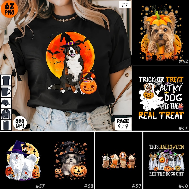 Bernese Mountain Dog Halloween PNG Bundle, Dog Pumpkin Lantern Clipart ...